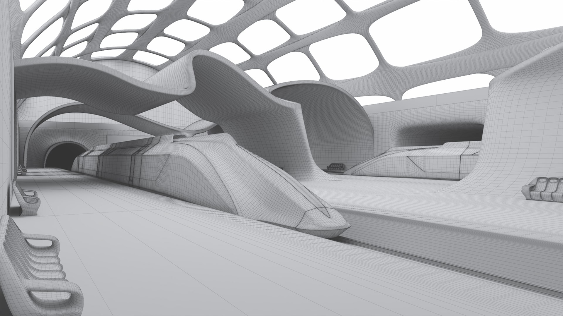 Future Train Station 2050 Model - TurboSquid 2064552