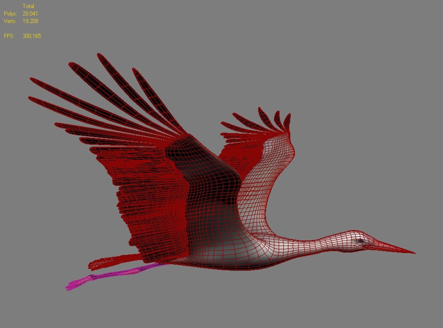 White Stork Rigged Animation Flying Max