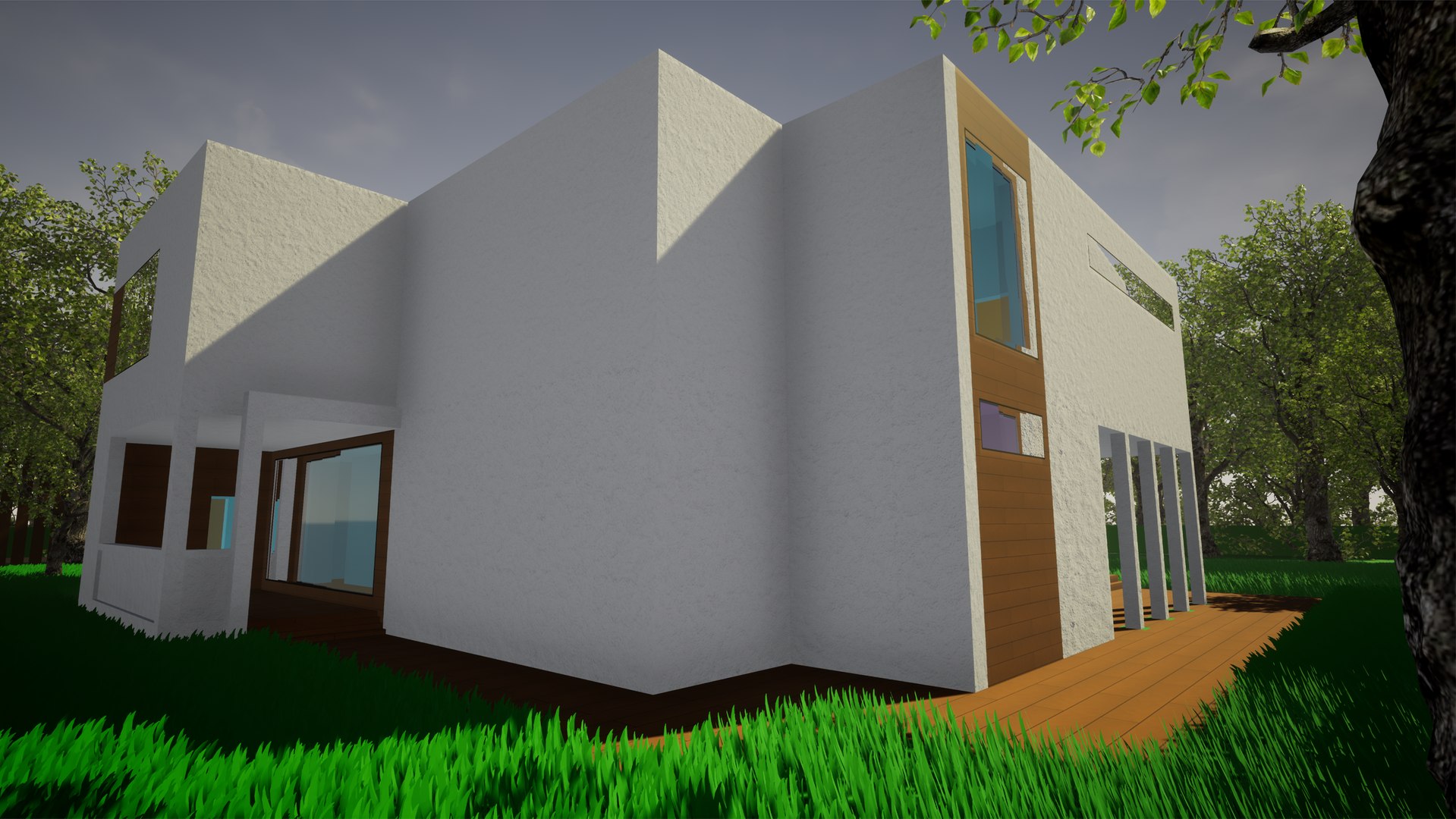 Modern, High-poly House With Internaternal Walls And A Basement Model ...
