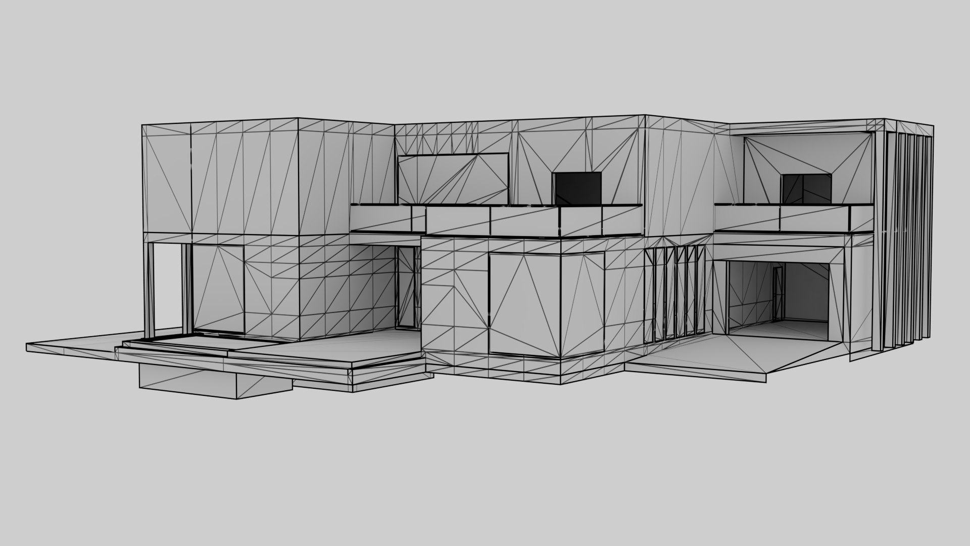 Modern, High-poly House With Internaternal Walls And A Basement Model ...