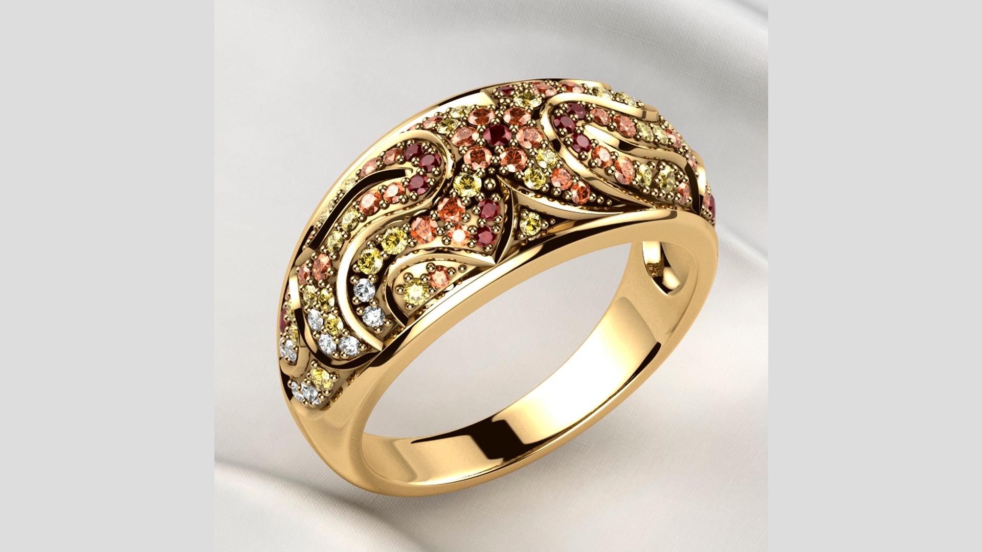 Gold Ring With Colored Gemstones 3D - TurboSquid 1778899