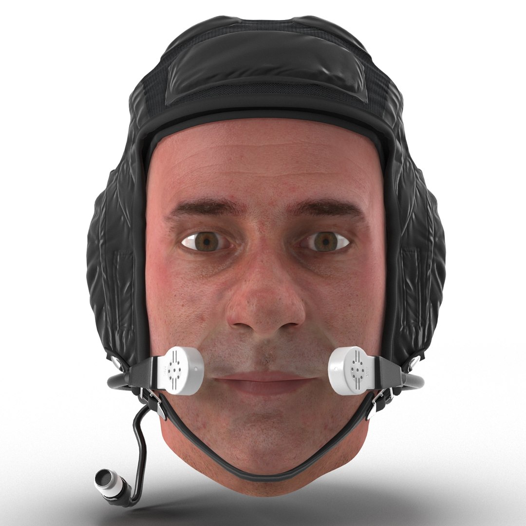 3d Pilot Head Rigged Modeled