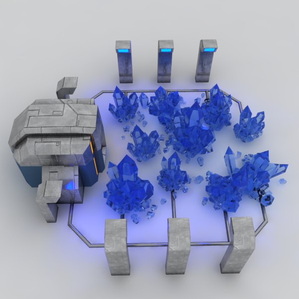 3d model crystal sci-fi building