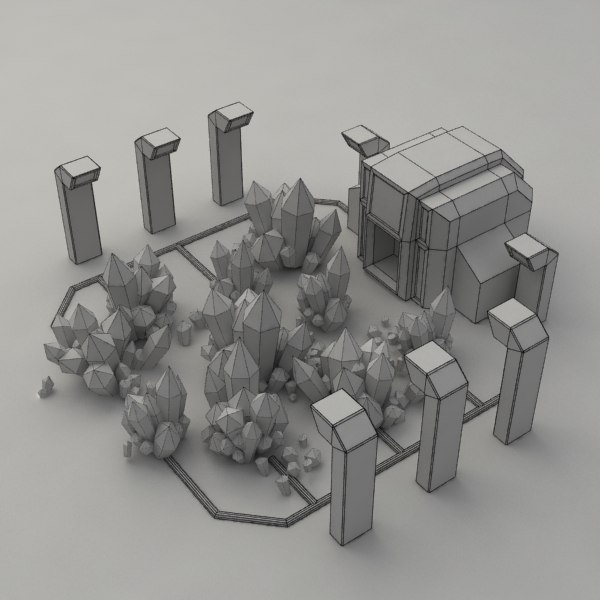 3d model crystal sci-fi building