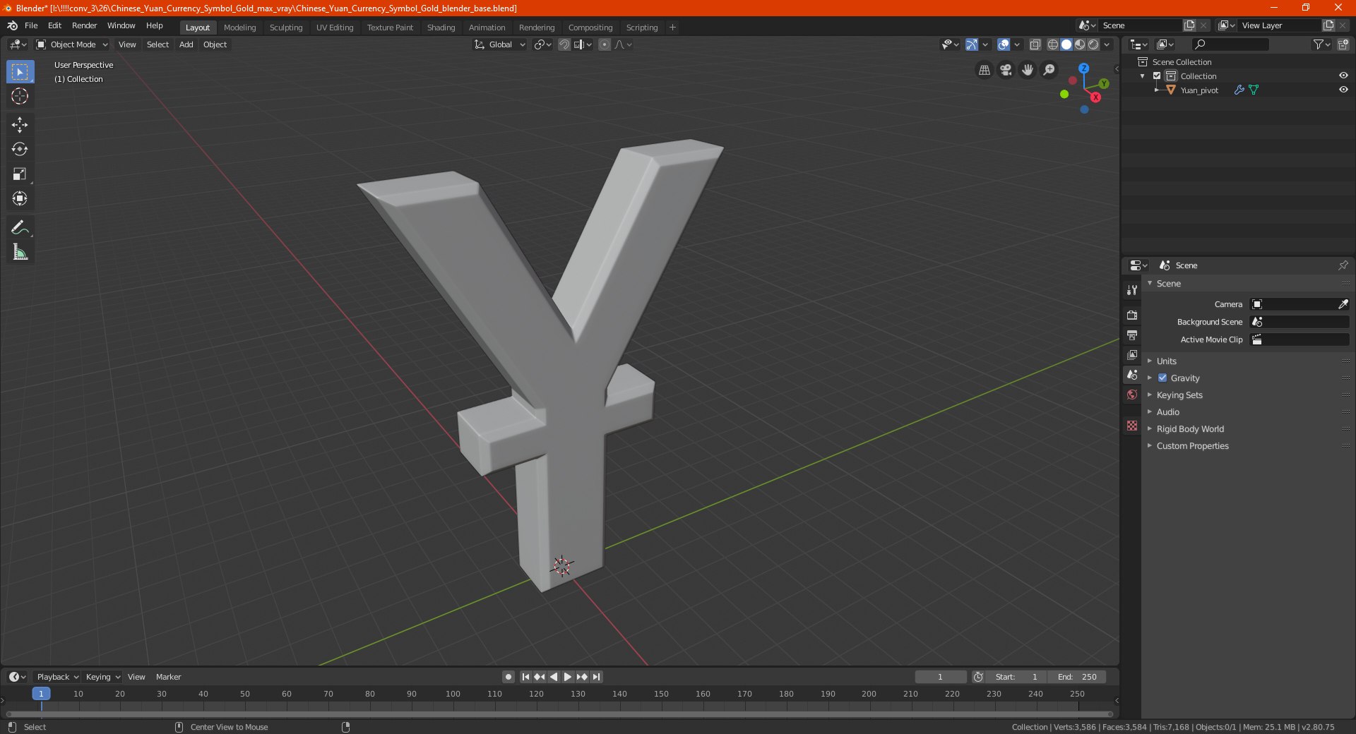Chinese yuan currency symbol 3D model - TurboSquid 1685262