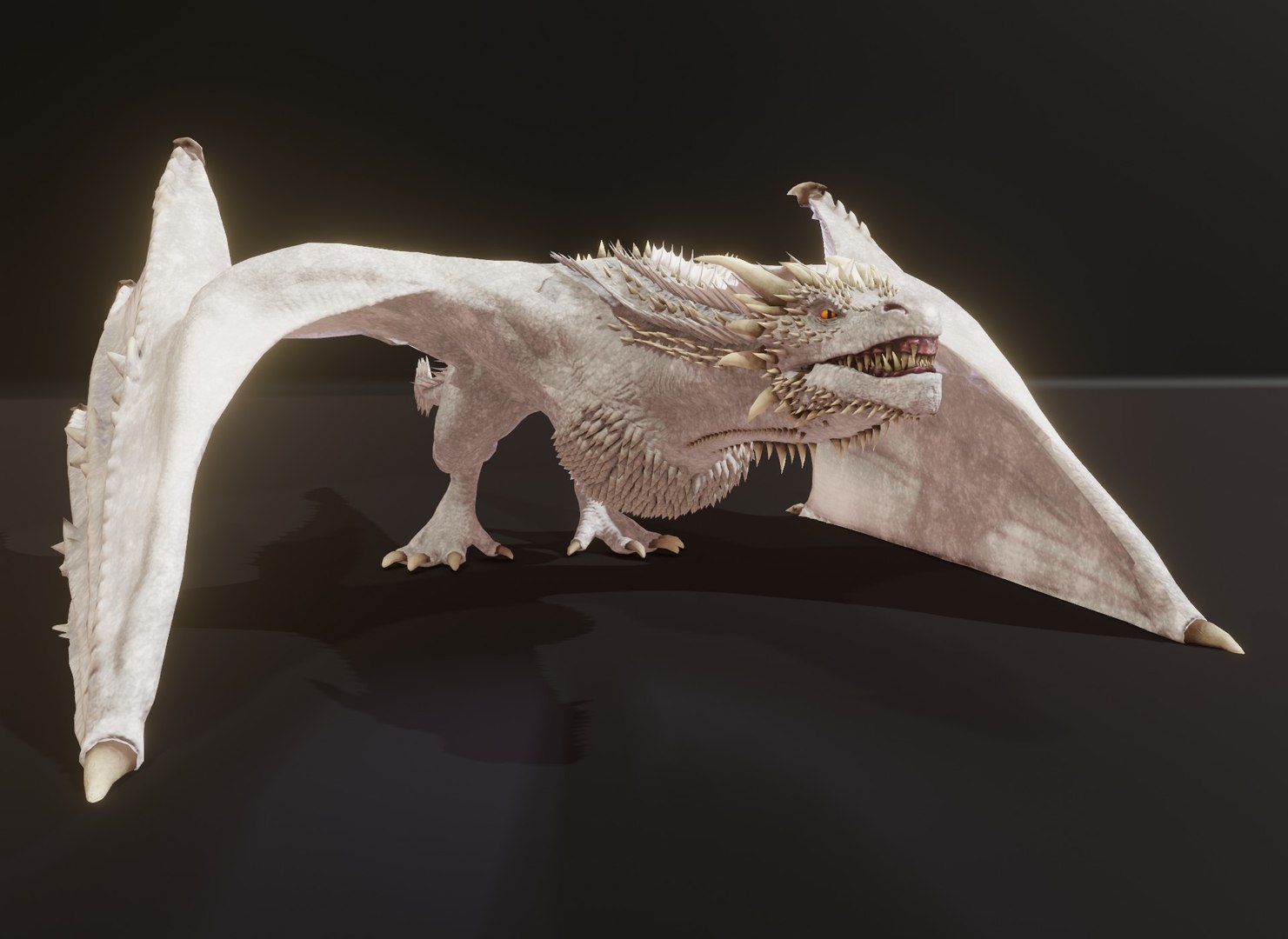 3D Realistic White Wyvern Animated Game-ready Low-poly 3D Model ...