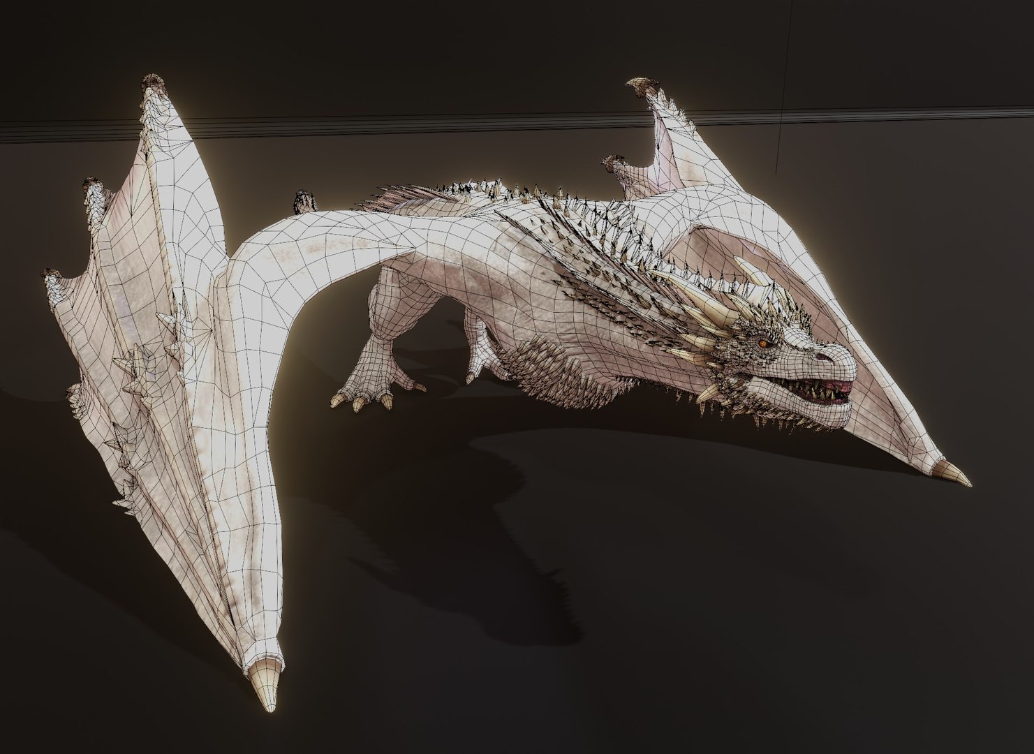 3D Realistic White Wyvern Animated Game-ready Low-poly 3D Model ...