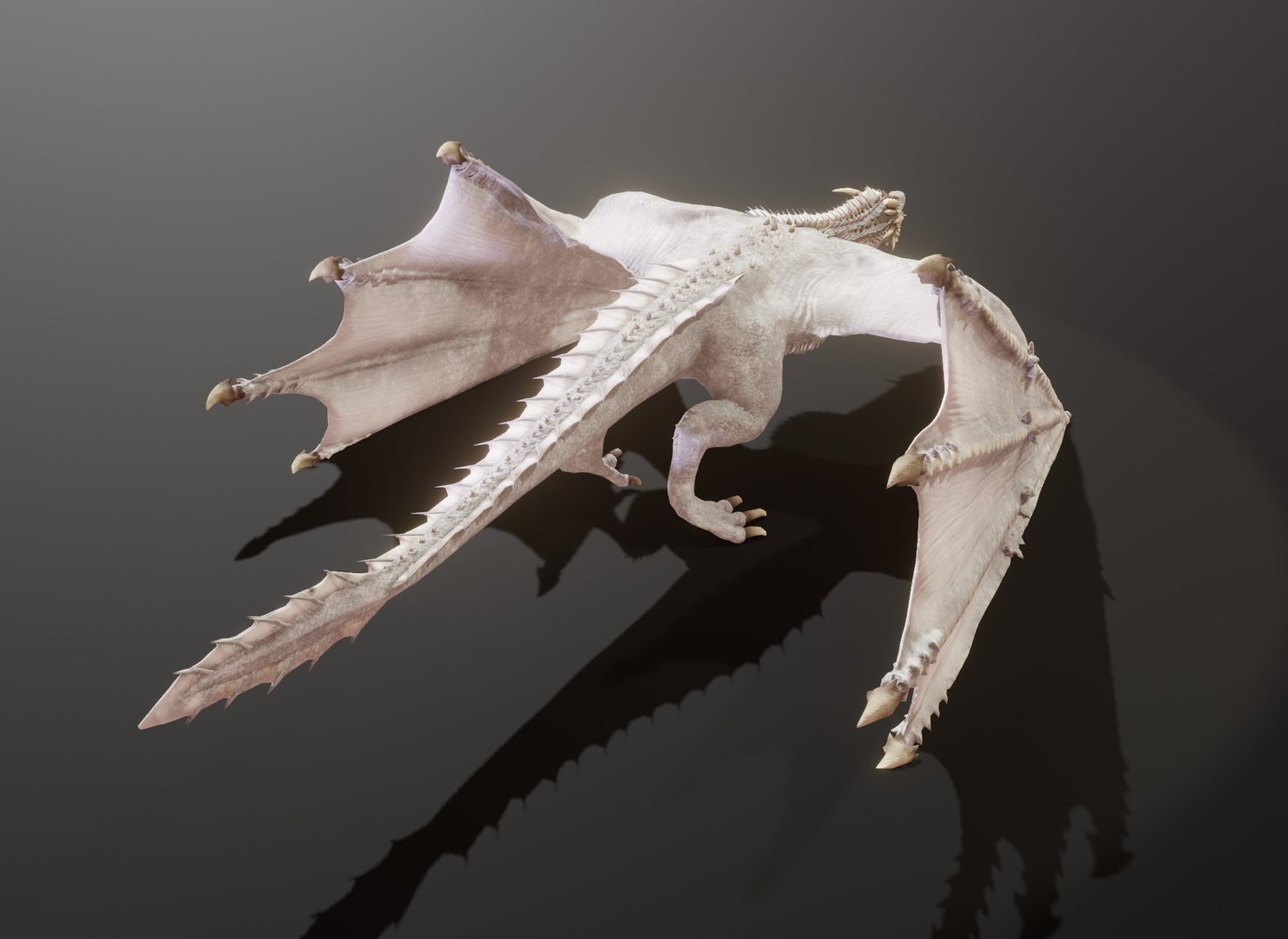 3D Realistic White Wyvern Animated Game-ready Low-poly 3D Model ...
