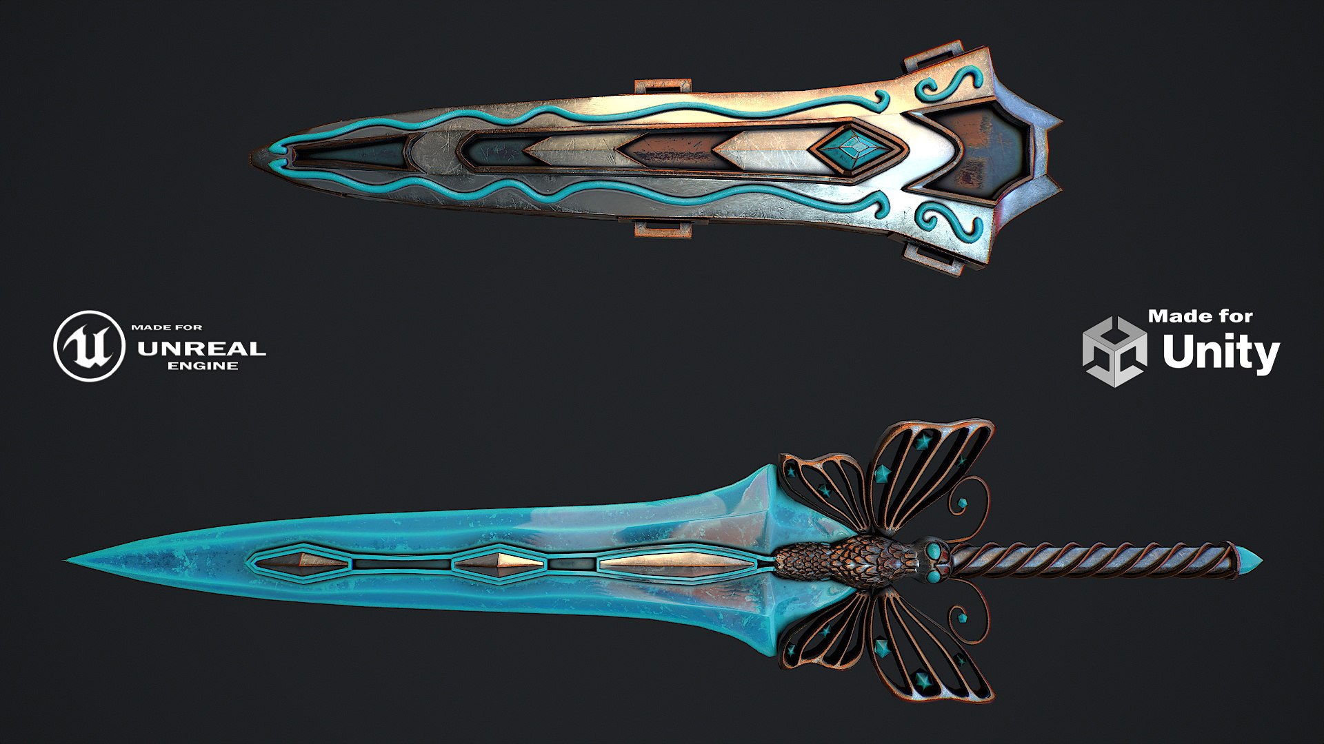 3D Sword Butterfly With Scabbard Model - TurboSquid 2399185