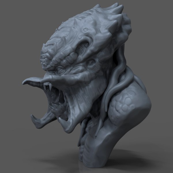 free obj model predator bust sculpture