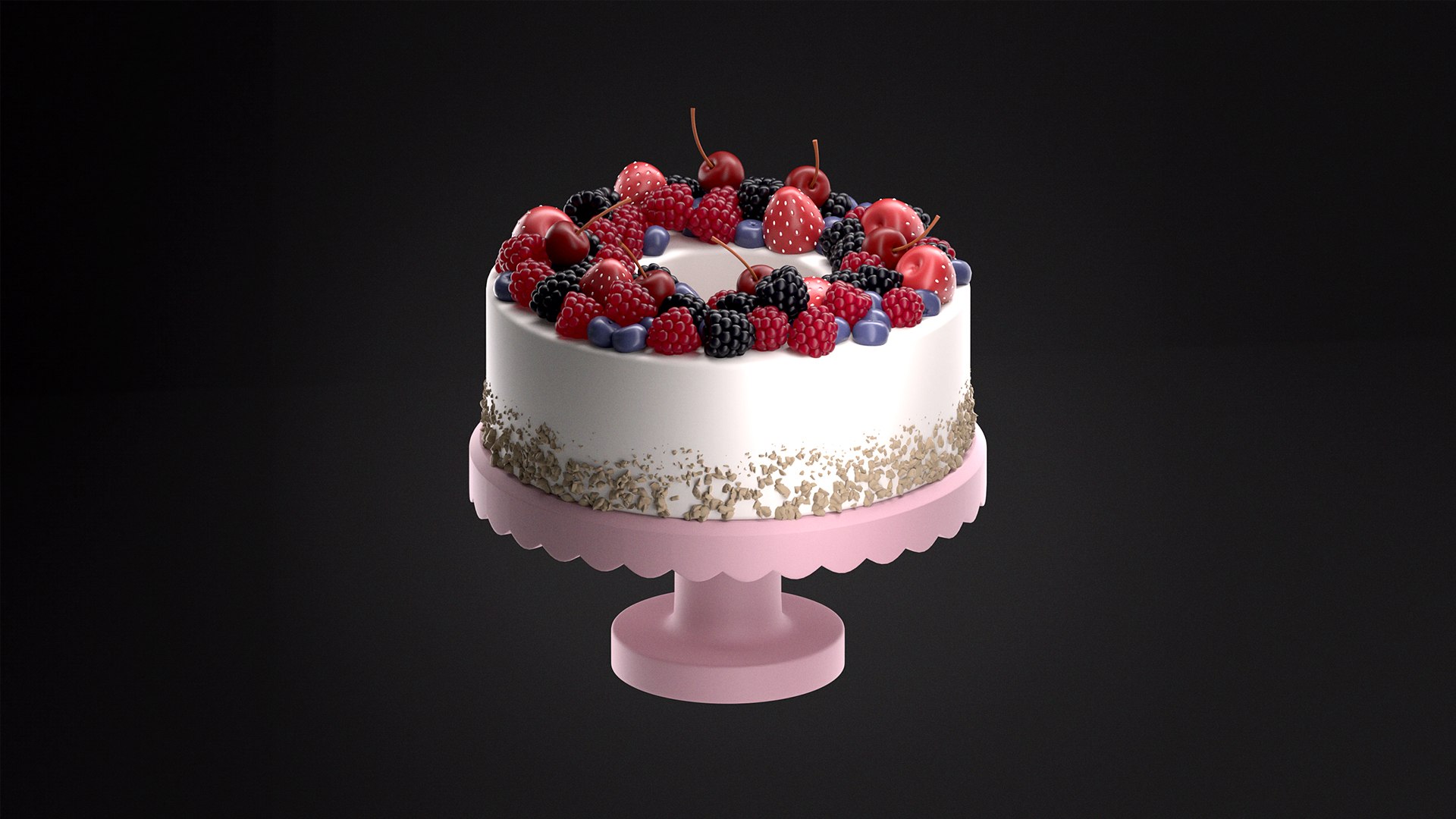 Modern Berry Cake 3D Model - TurboSquid 2125379