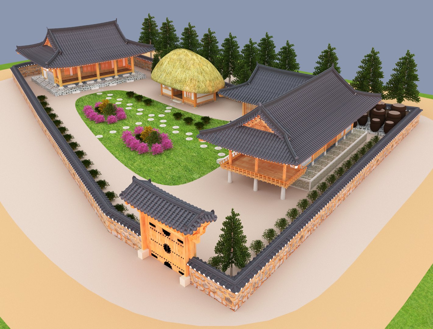 Korean Traditional House 3D Model - TurboSquid 2163108