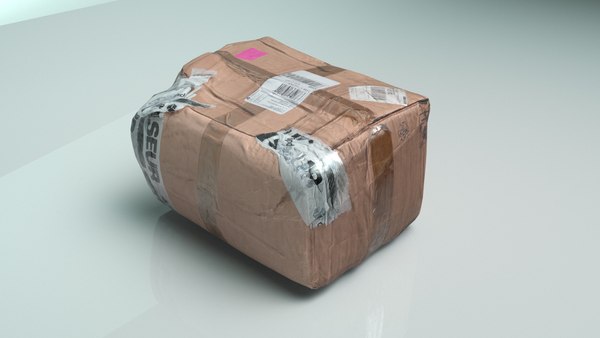 Used cardboard box sent by courier Low-poly 3D model 3D - TurboSquid ...