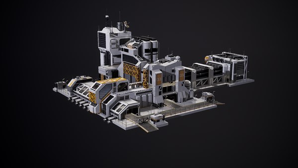 3D model Sci-Fi Futuristic Refinery Facility PBR - TurboSquid 1793203
