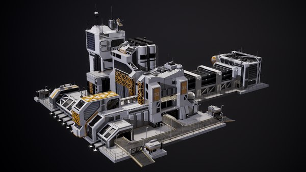 3D model Sci-Fi Futuristic Refinery Facility PBR - TurboSquid 1793203