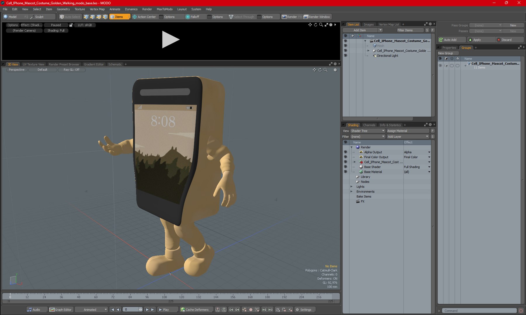 3D Cell IPhone Mascot Costume Golden Walking model - TurboSquid 2059858