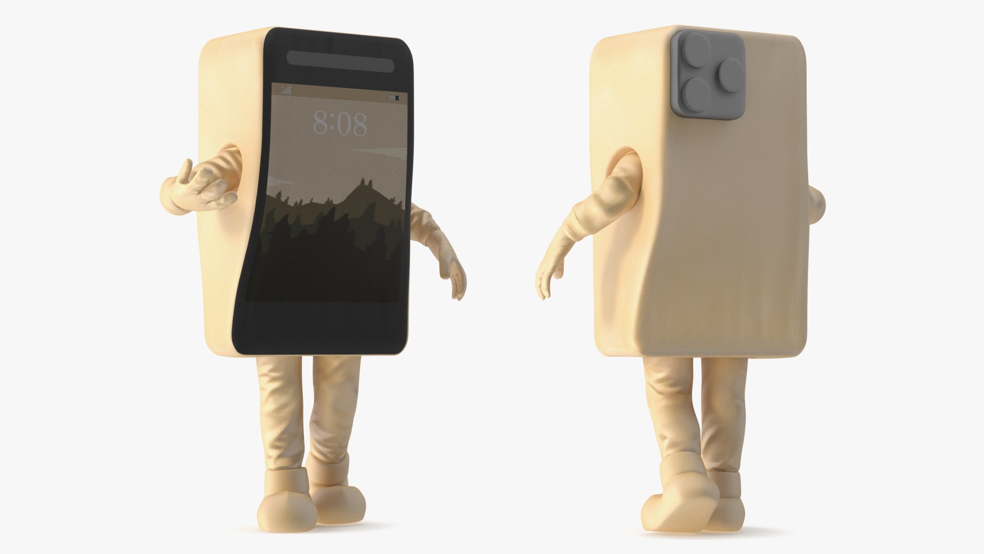 3D Cell IPhone Mascot Costume Golden Walking model - TurboSquid 2059858