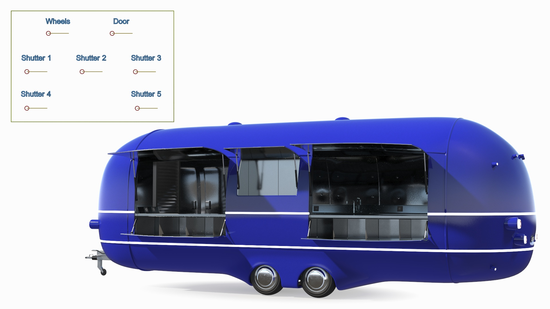 3D Round Food Trailer Blue Rigged - TurboSquid 2059659