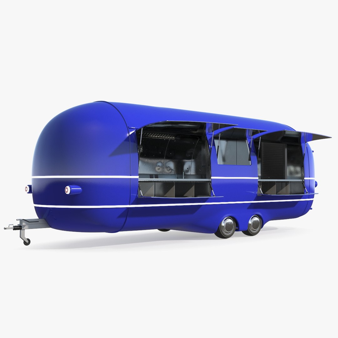 3D Round Food Trailer Blue Rigged - TurboSquid 2059659