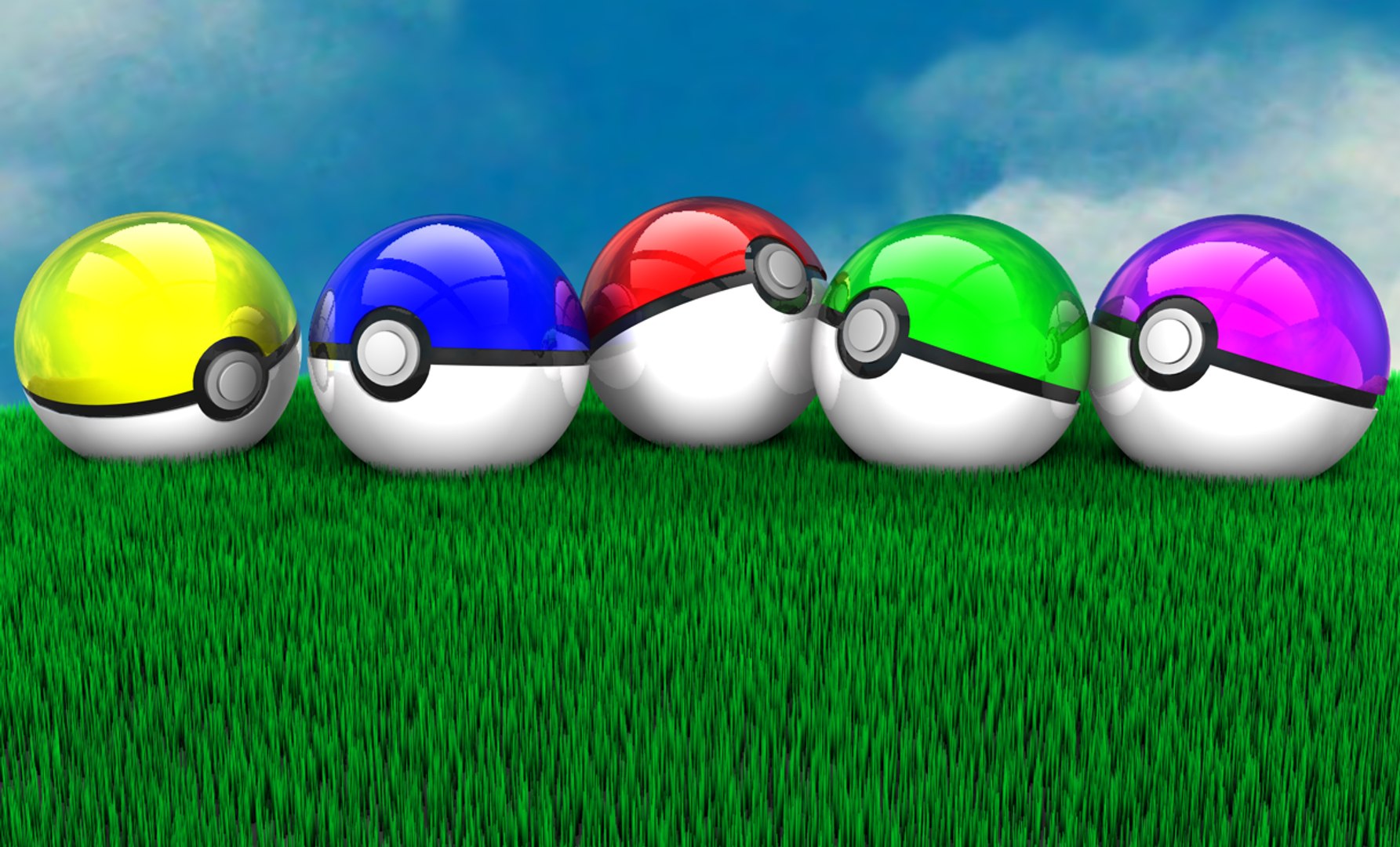 Pokeball Materials 3d Model
