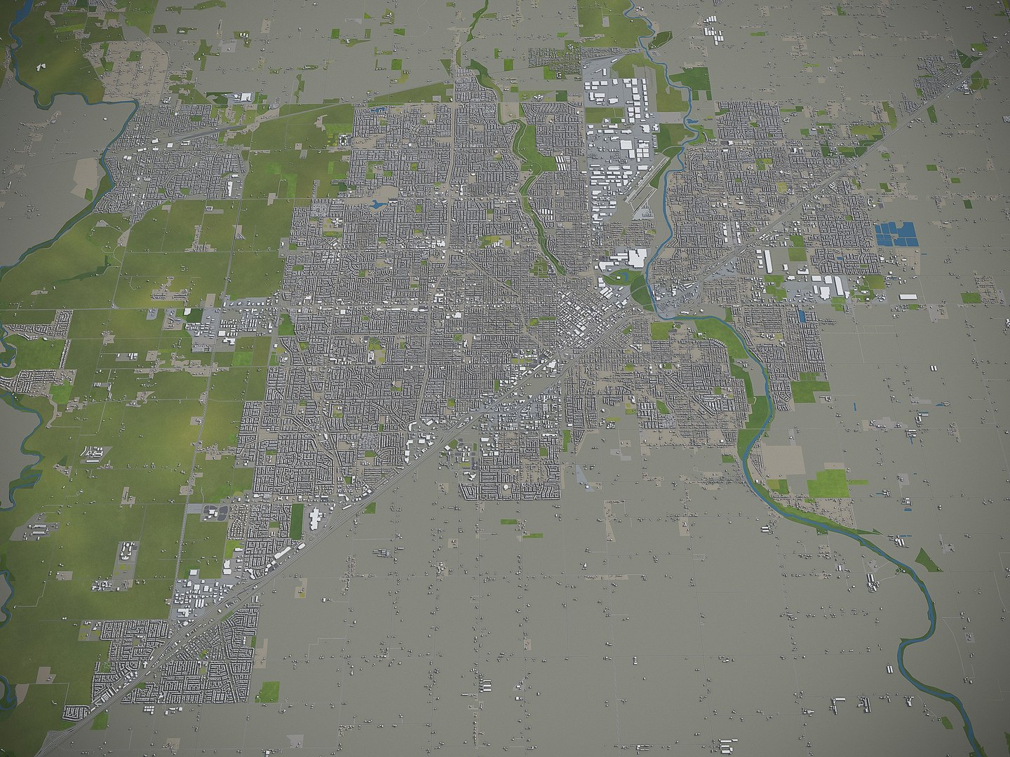 3D City Aurora Modesto Surrounding Model - TurboSquid 1440417