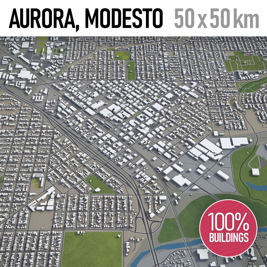 3D City Aurora Modesto Surrounding Model - TurboSquid 1440417