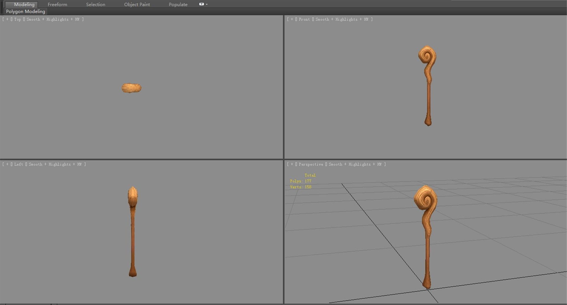 3D Cartoon Wooden Staff - Magic Stick - TurboSquid 2109985