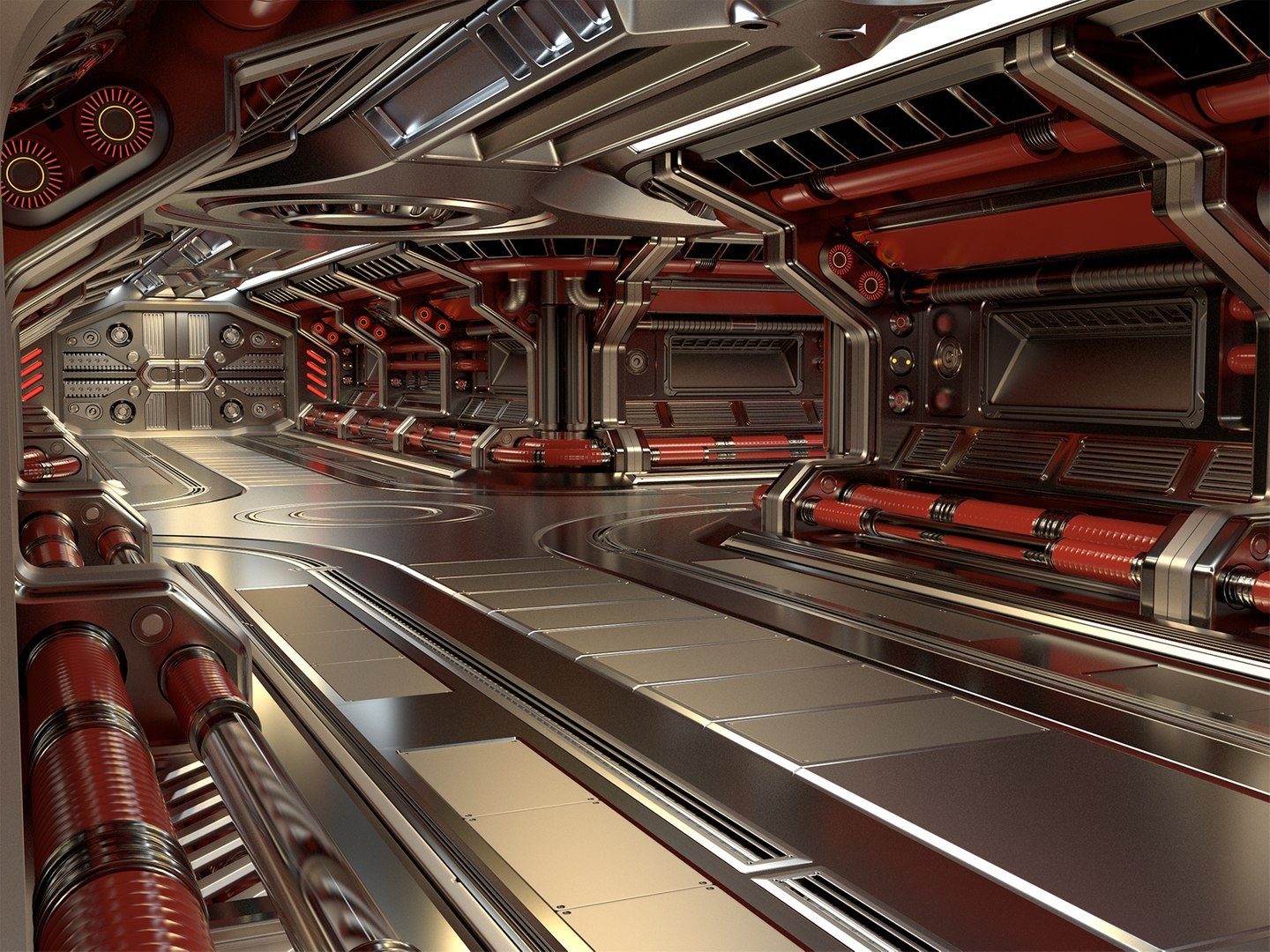 Sci Fi Space Corridors 4 In 1 3D Model - TurboSquid 2425610
