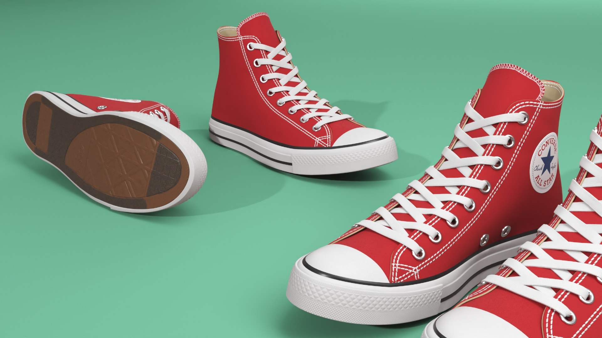 Red Converse All Stars Sneakers 3D - TurboSquid 2382871