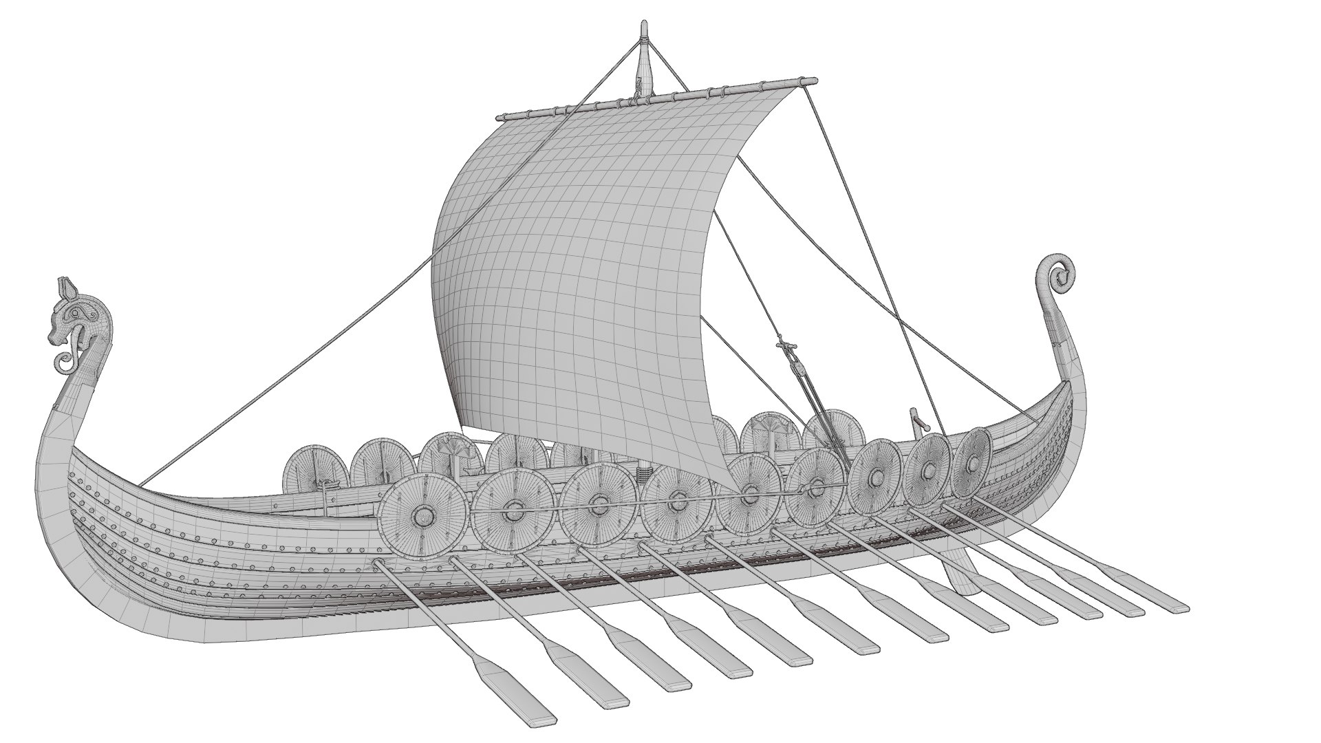 3D Viking Realistic Longship- Karvi- Boat Low-poly 3D Model Model ...