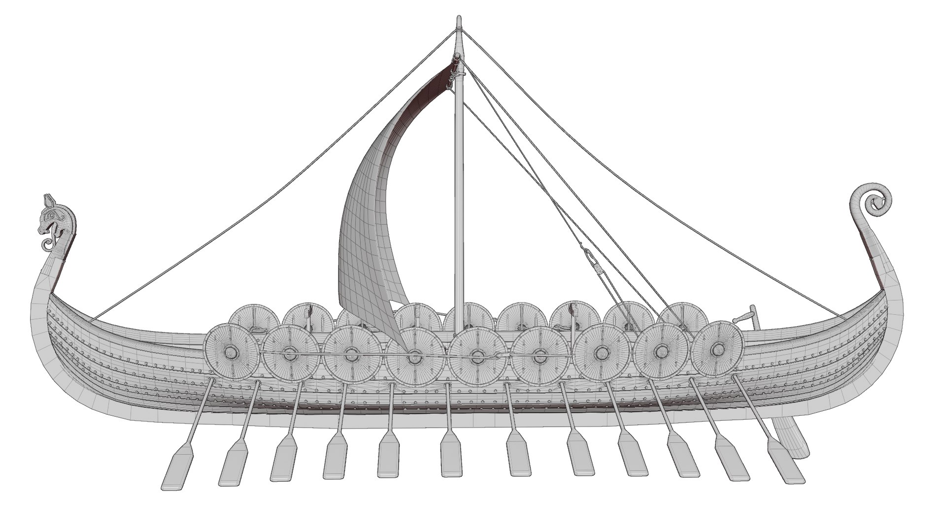 3D Viking Realistic Longship- Karvi- Boat Low-poly 3D Model Model ...