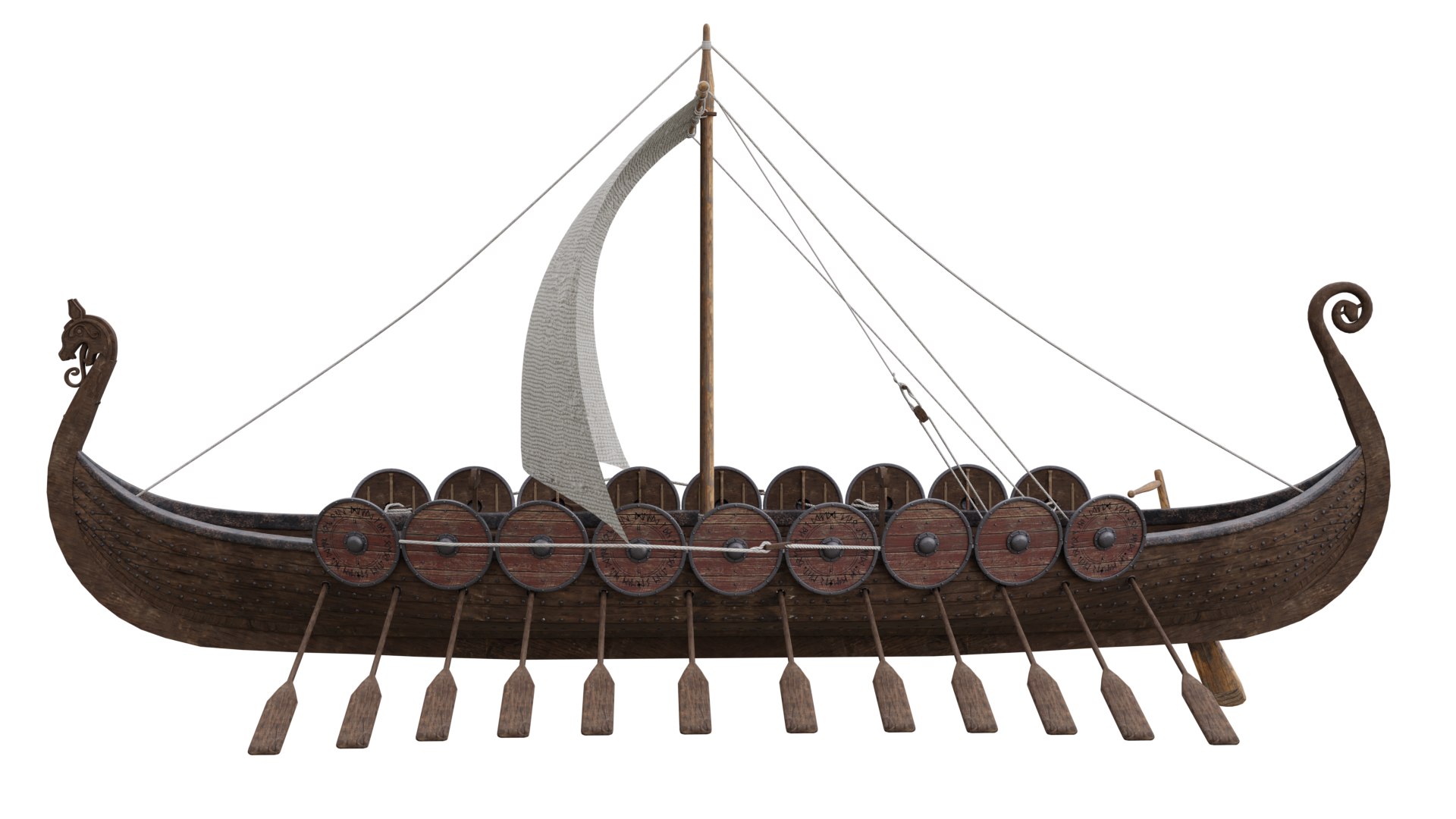 3D Viking Realistic Longship- Karvi- Boat Low-poly 3D Model Model ...