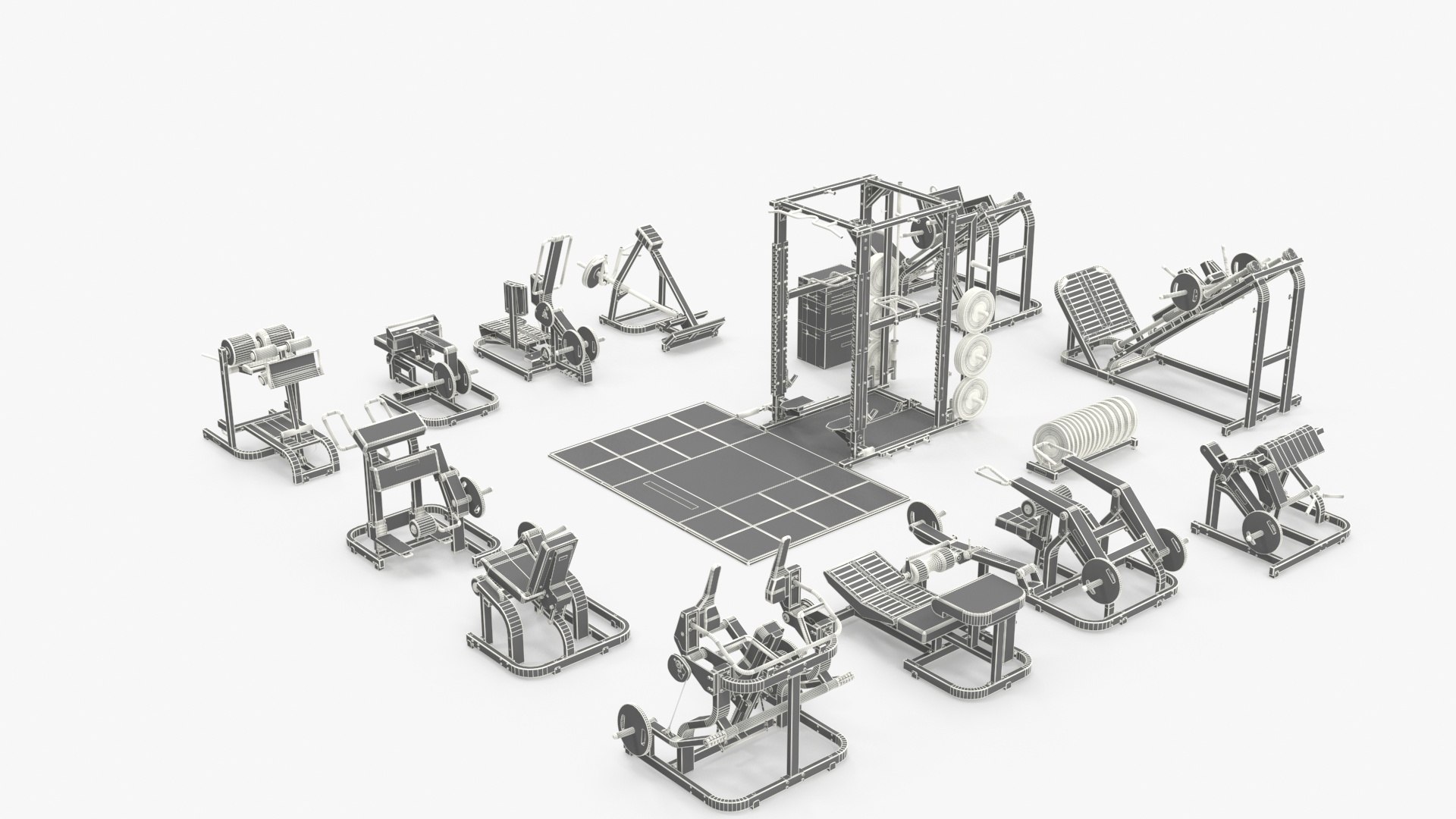 3D Pure Strength Collection 2 Technogym Set 13 Gym Items Model ...