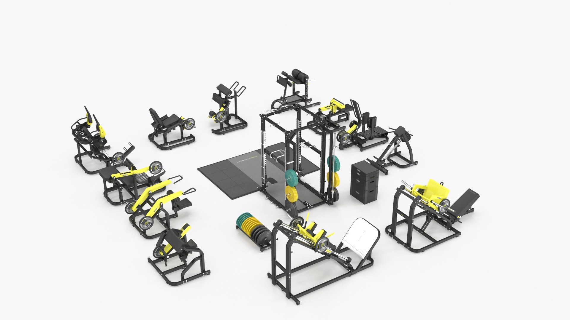 3D Pure Strength Collection 2 Technogym Set 13 Gym Items Model ...