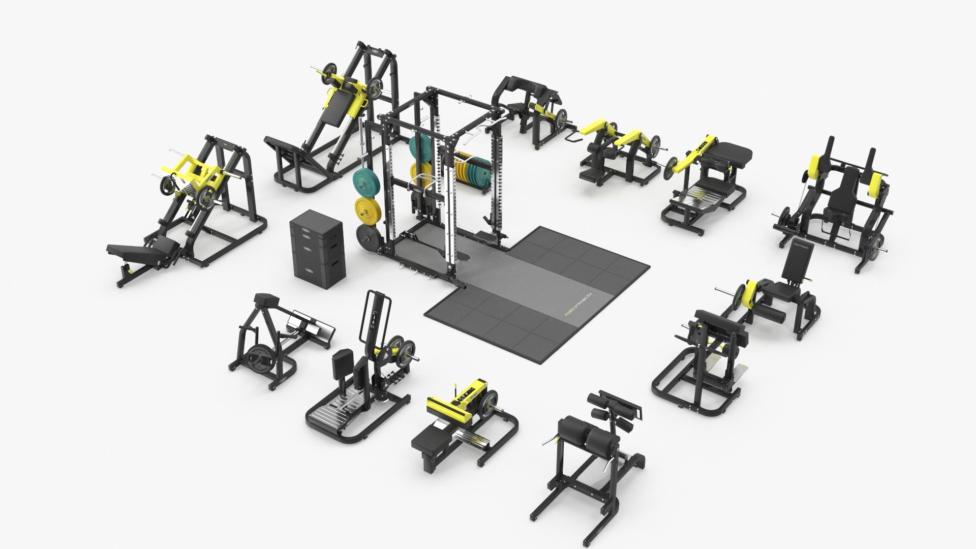 3D Pure Strength Collection 2 Technogym Set 13 Gym Items Model ...