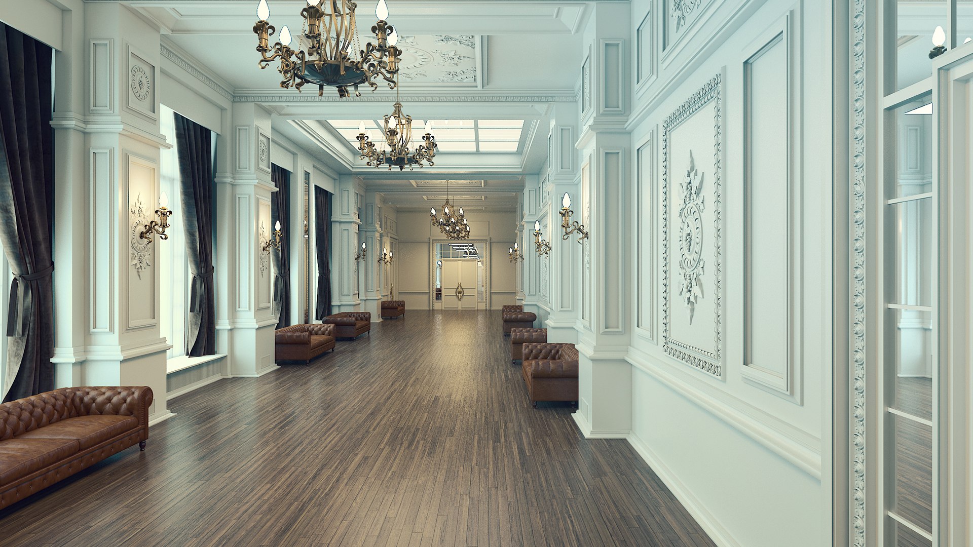 3D classic corridor - TurboSquid 1256513