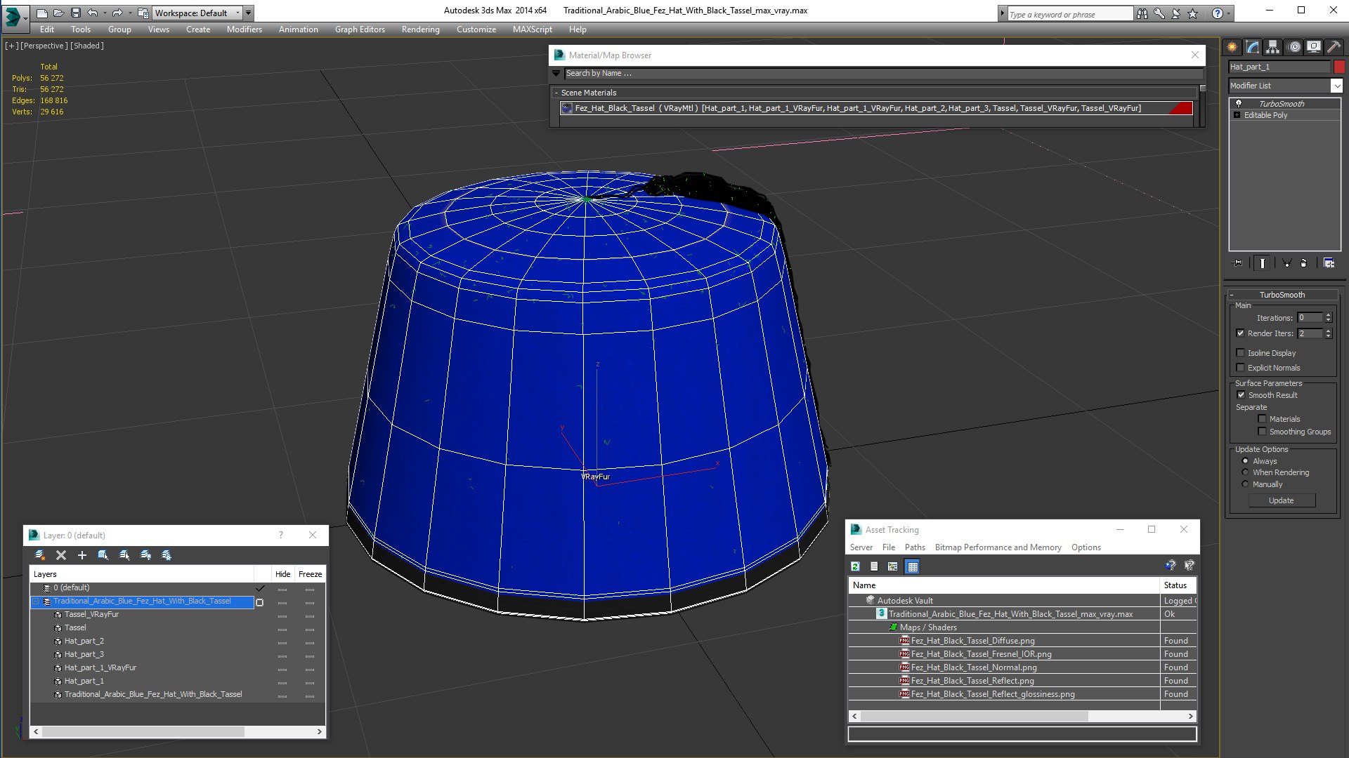 3D Traditional Arabic Blue Fez - TurboSquid 1681973