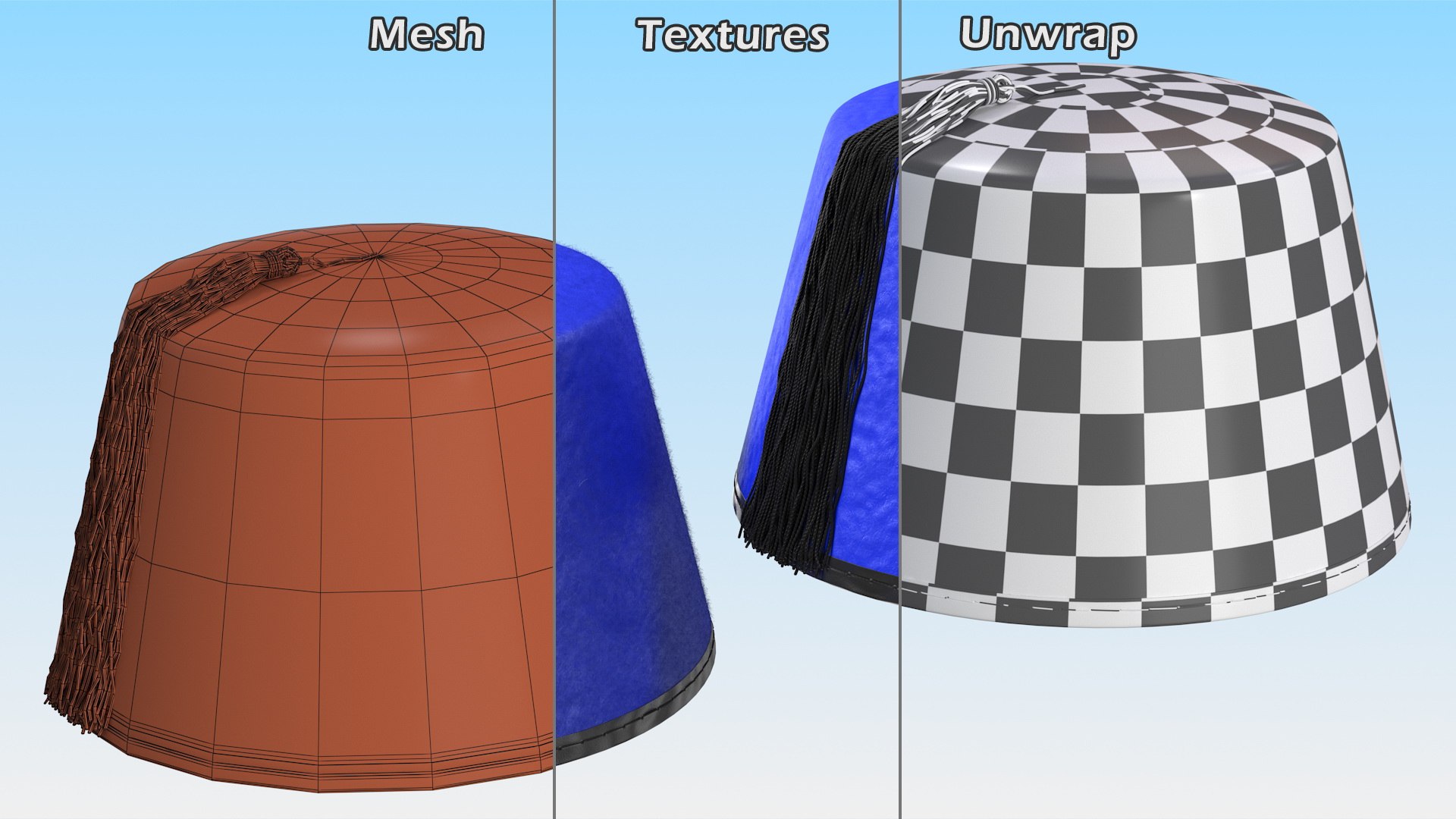 3D Traditional Arabic Blue Fez - TurboSquid 1681973