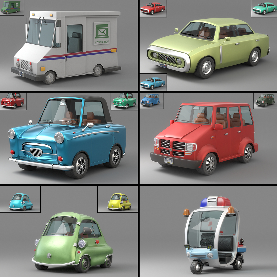 3D Cartoon Car Collection V4 model - TurboSquid 1750854