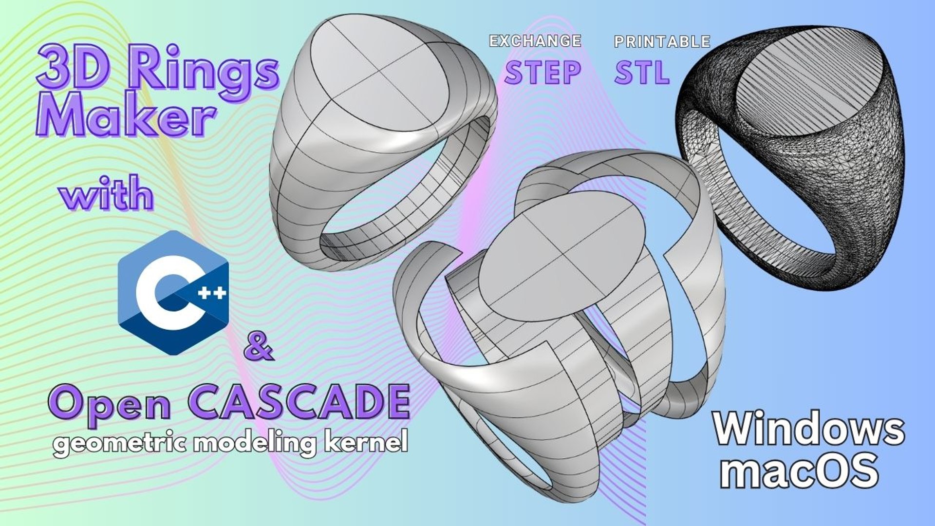 Oval Top Rings Making Program based on Open CASCADE Technology 3D model ...