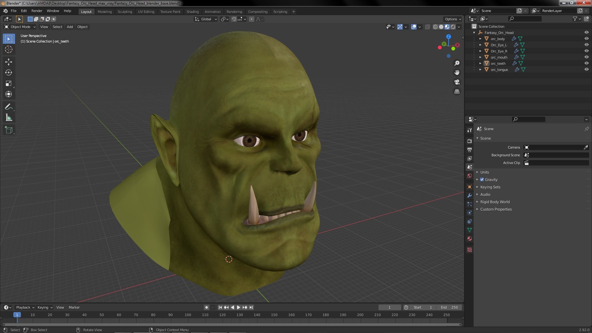 3D Fantasy Orc Head - TurboSquid 2063018