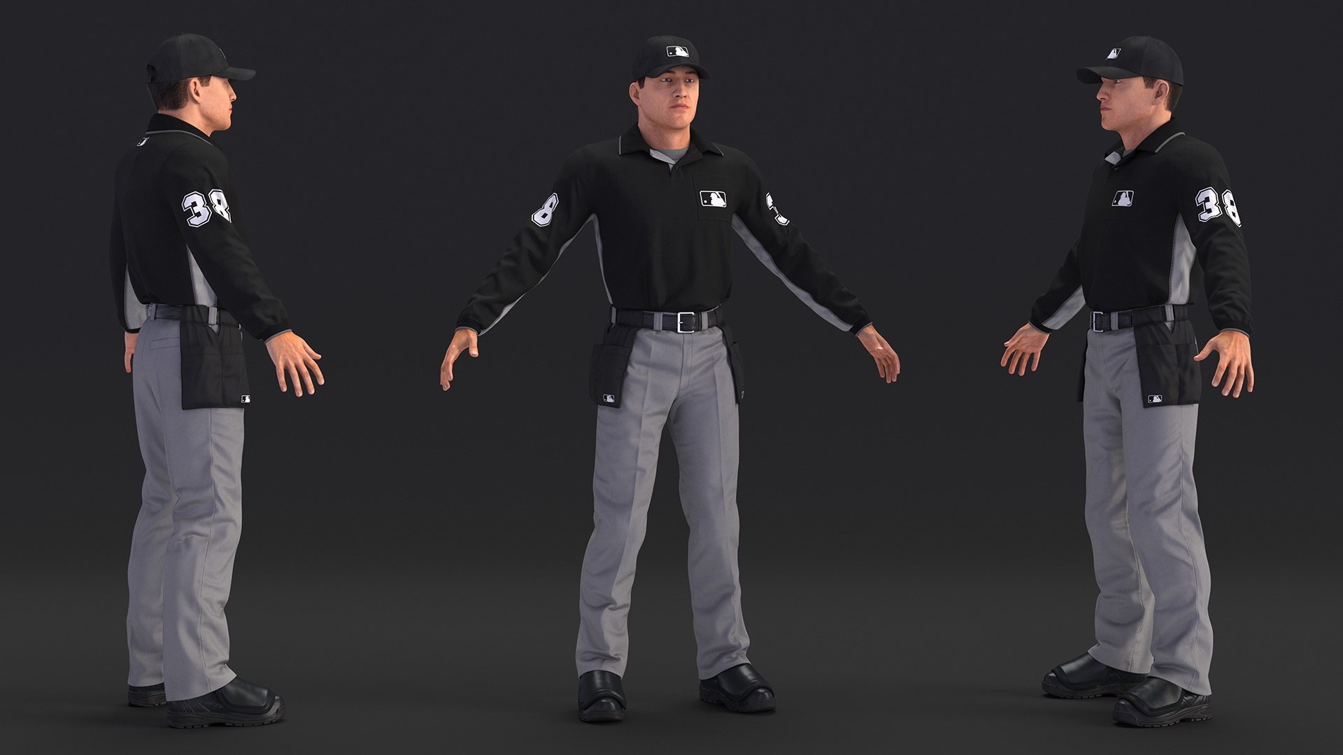 Baseball Umpire In Cap Basic Pose Fur 3D Model - TurboSquid 2191769