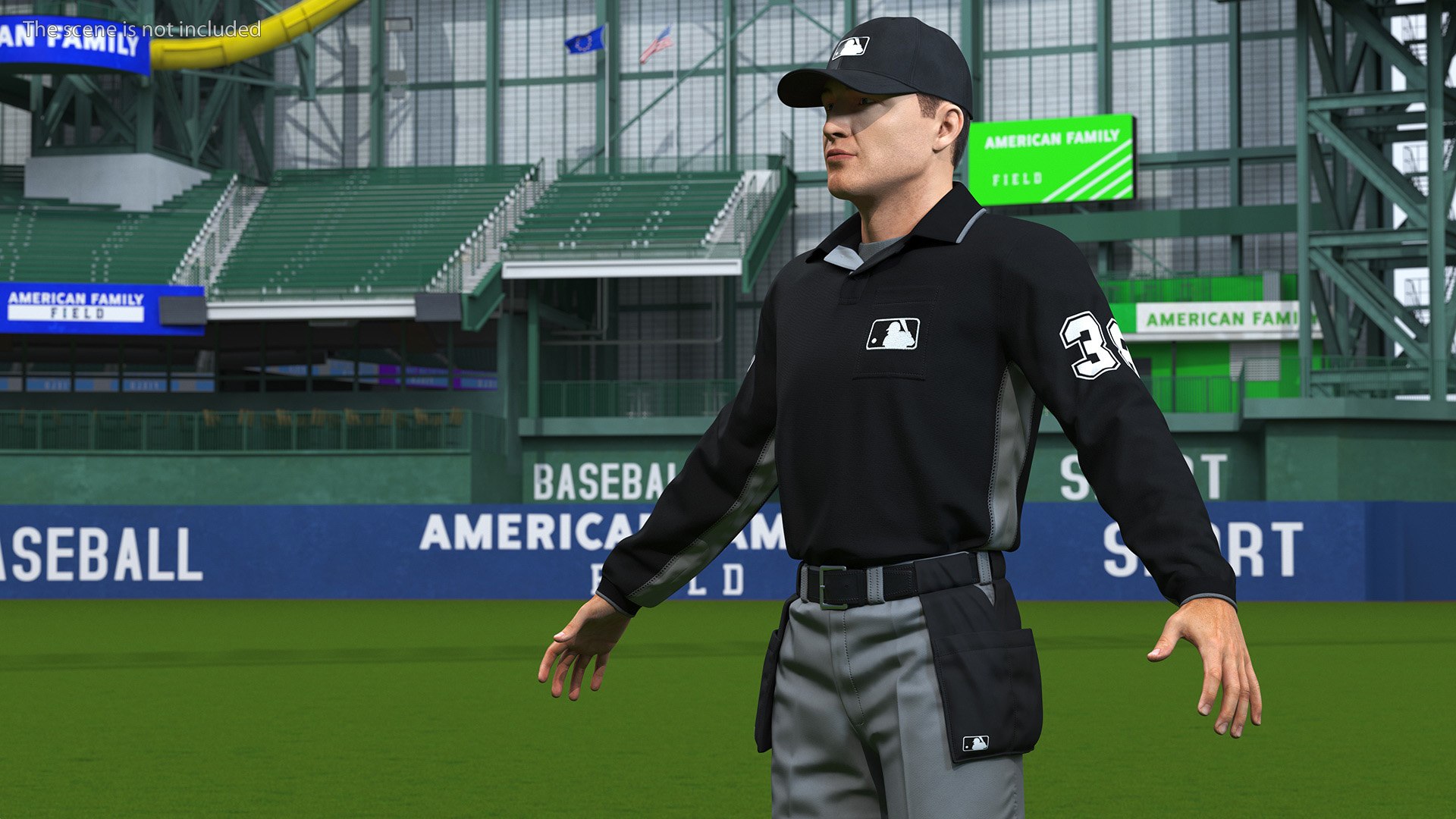 Baseball Umpire In Cap Basic Pose Fur 3D Model - TurboSquid 2191769