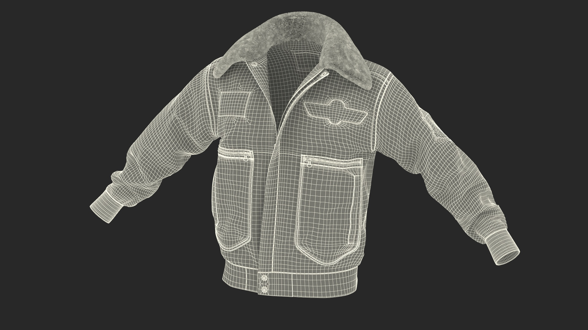 Aviator Flying Jacket Black Fur Model - TurboSquid 2088573