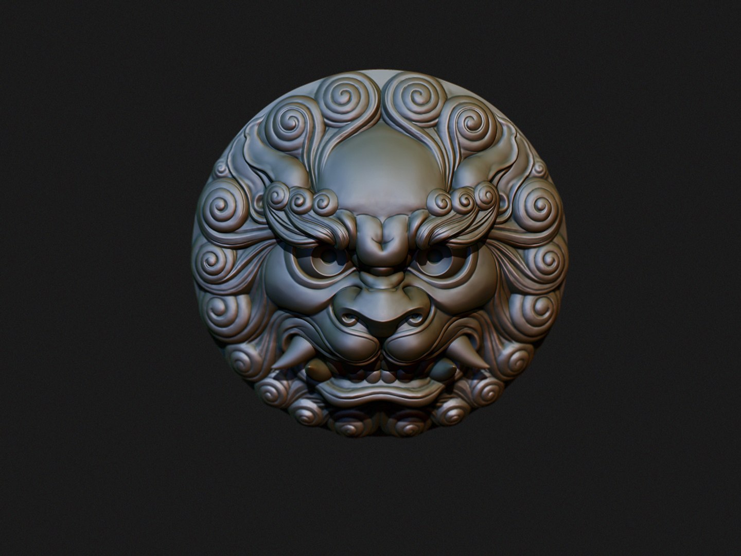 Ancient Chinese Traditional Culture Lion Head Relief Shield 3D ...