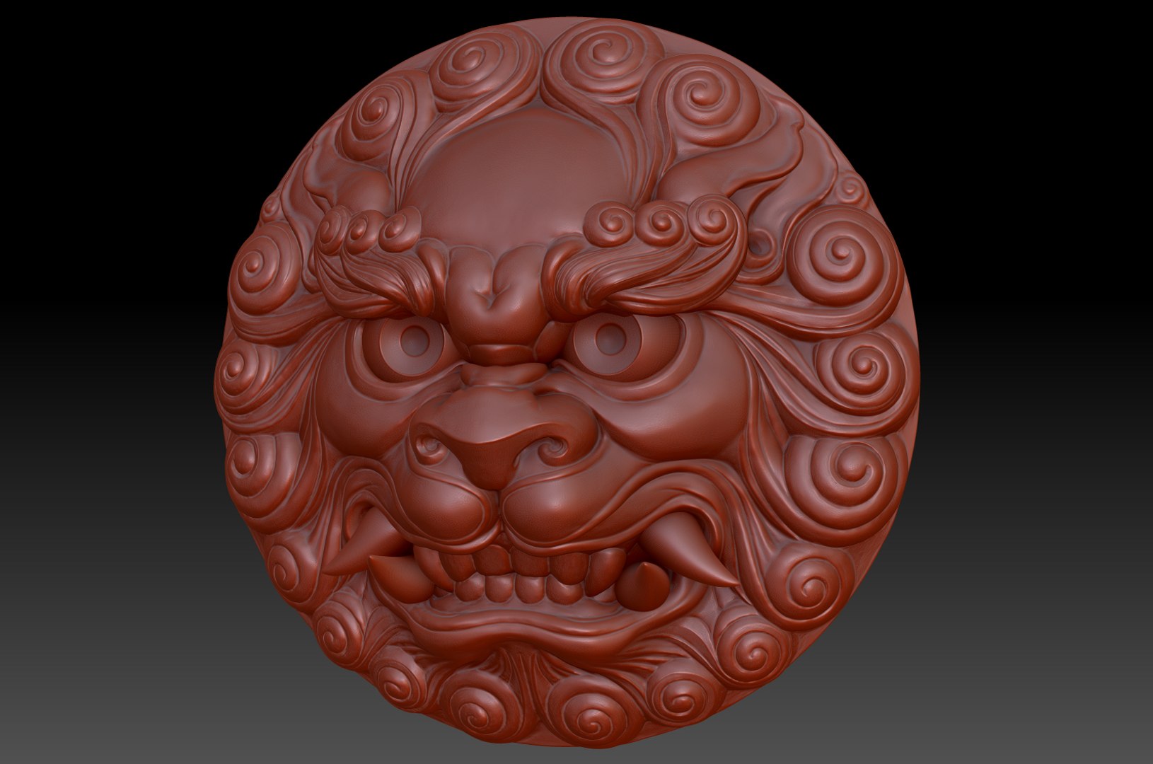 Ancient Chinese Traditional Culture Lion Head Relief Shield 3D ...