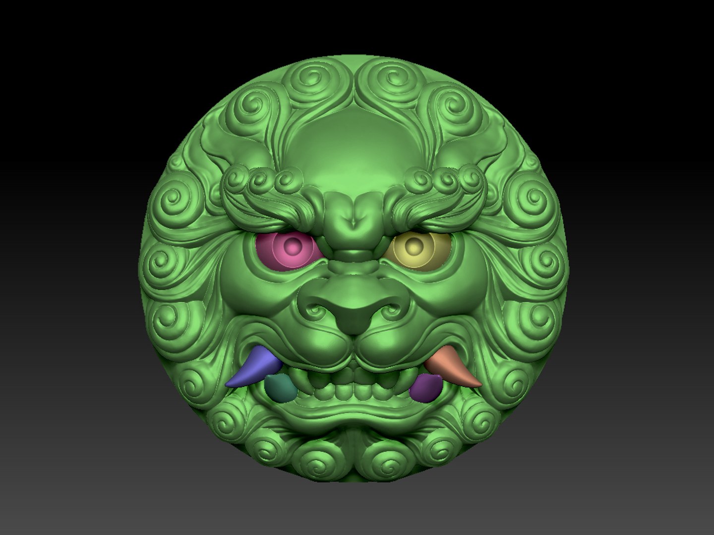 Ancient Chinese Traditional Culture Lion Head Relief Shield 3D ...