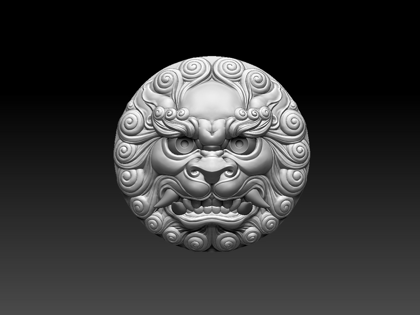 Ancient Chinese Traditional Culture Lion Head Relief Shield 3D ...