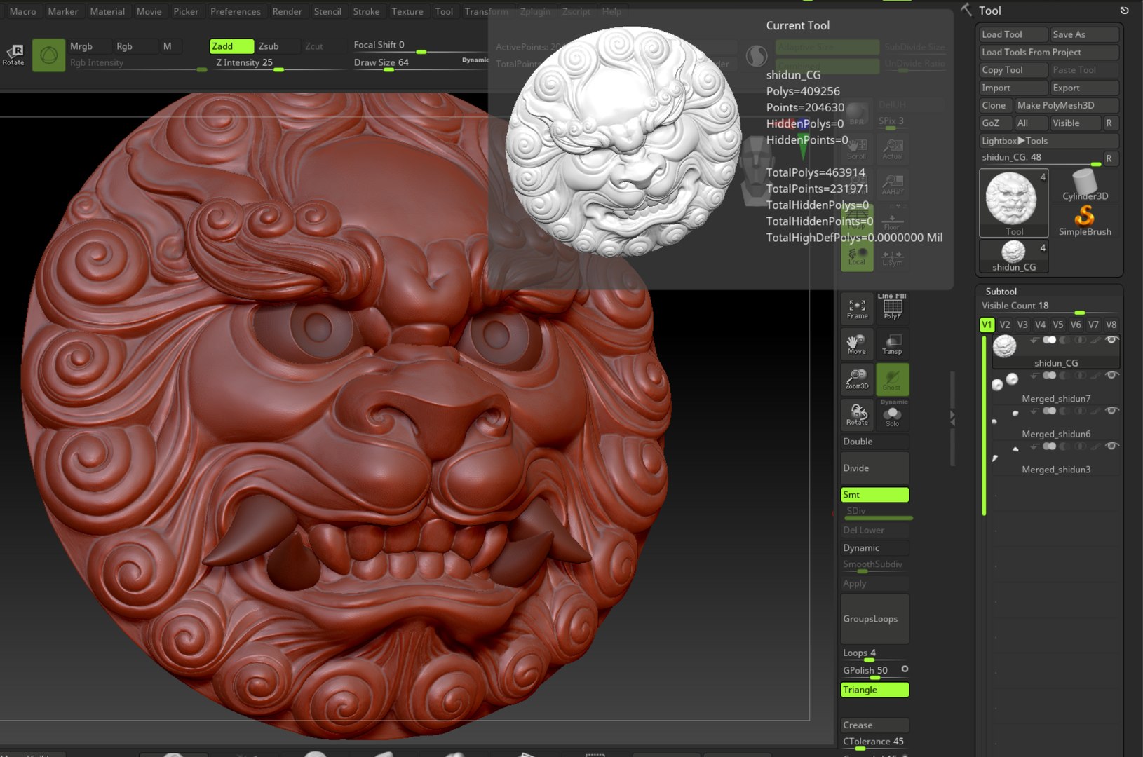 Ancient Chinese Traditional Culture Lion Head Relief Shield 3D ...