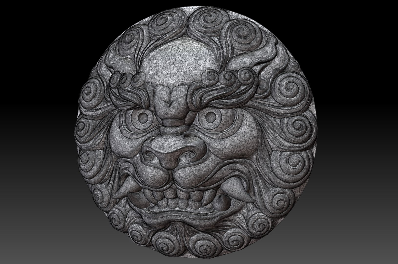Ancient Chinese Traditional Culture Lion Head Relief Shield 3D ...